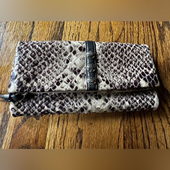 Brighton | Bags | Vintage Snake Skin Brighton Tri Foldwallet | Poshmark
